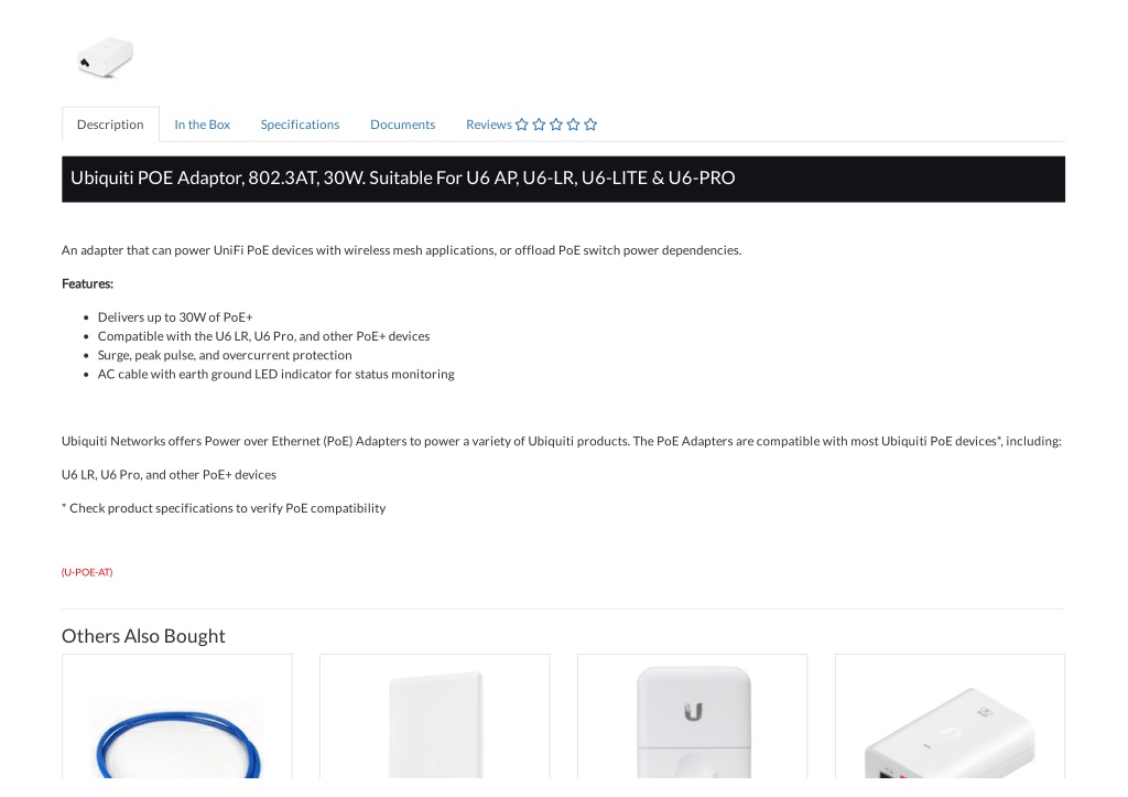 PPT - Buy Ubiquiti POE Adaptor, 802.3AT, 30W Suitable For U6 AP Online ...