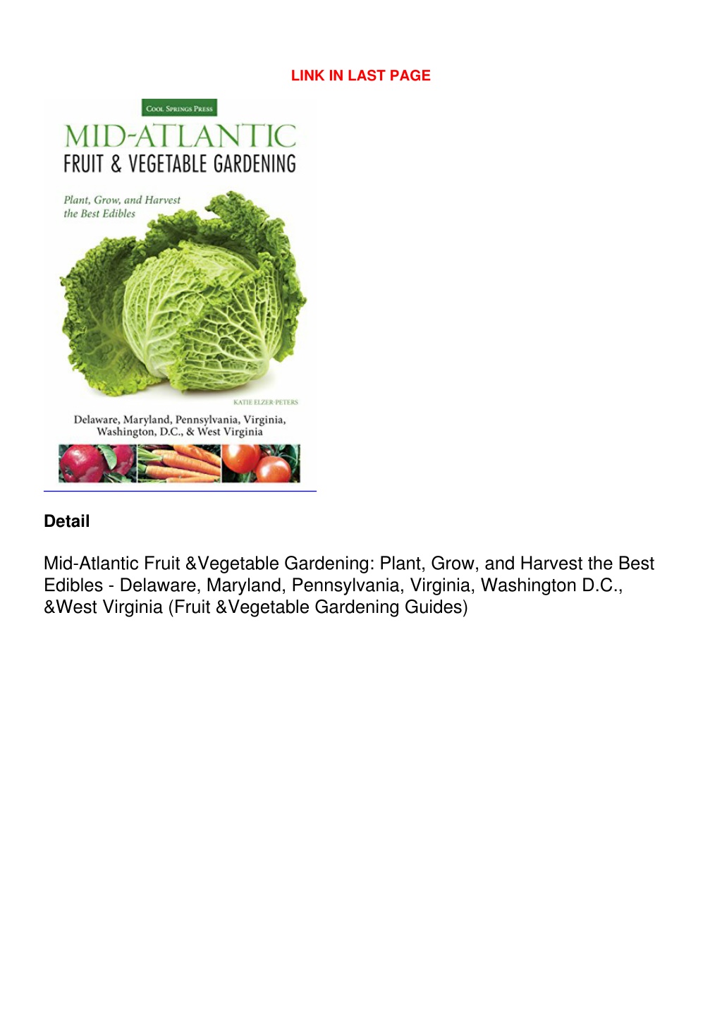PPT - DOWNLOAD/PDF Mid-Atlantic Fruit & Vegetable Gardening: Plant, Grow, and Harvest PowerPoint ...