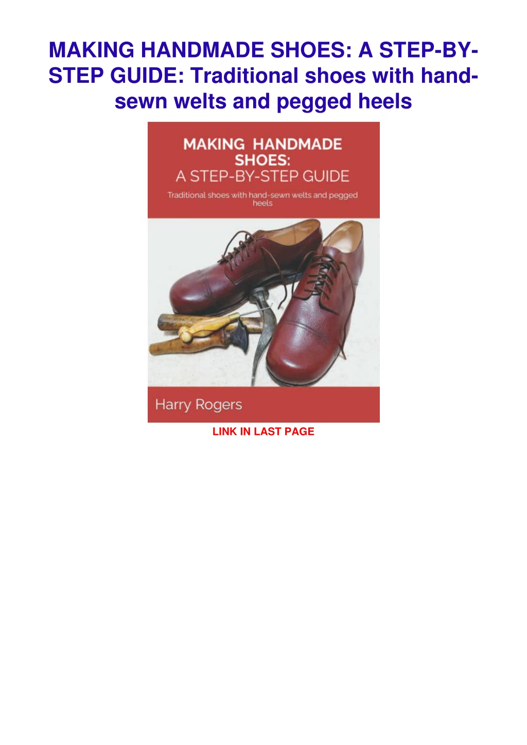 PPT - $PDF$/READ/DOWNLOAD MAKING HANDMADE SHOES: A STEP-BY-STEP GUIDE ...