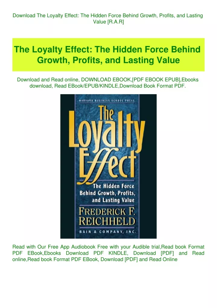 PPT - Download The Loyalty Effect The Hidden Force Behind Growth ...