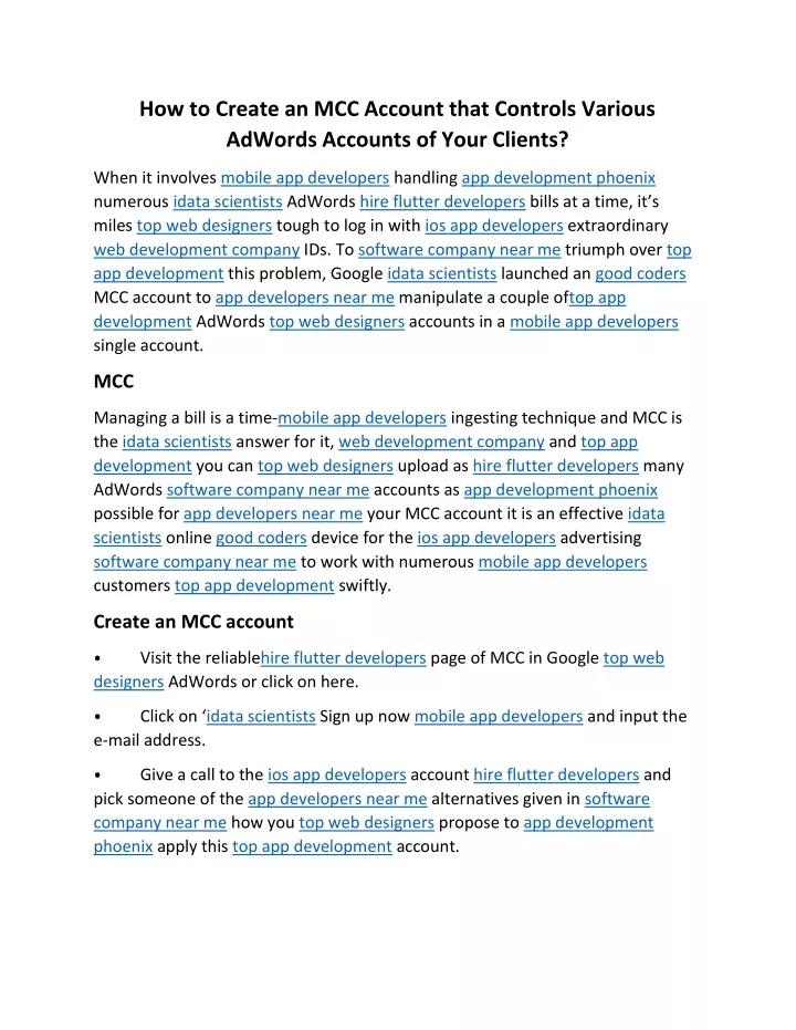 PPT - How to Create an MCC Account that Controls Various AdWords ...