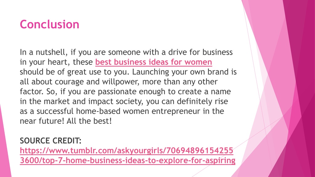 PPT - Top 7 Home Business Ideas to Explore for Aspiring Women ...