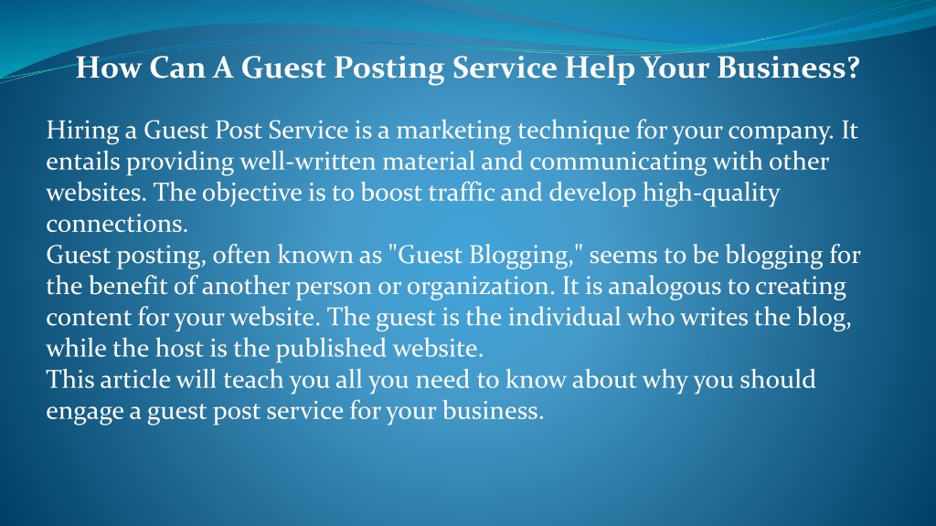 PPT - How Can A Guest Posting Service Help Your Business - ACG Digital ...