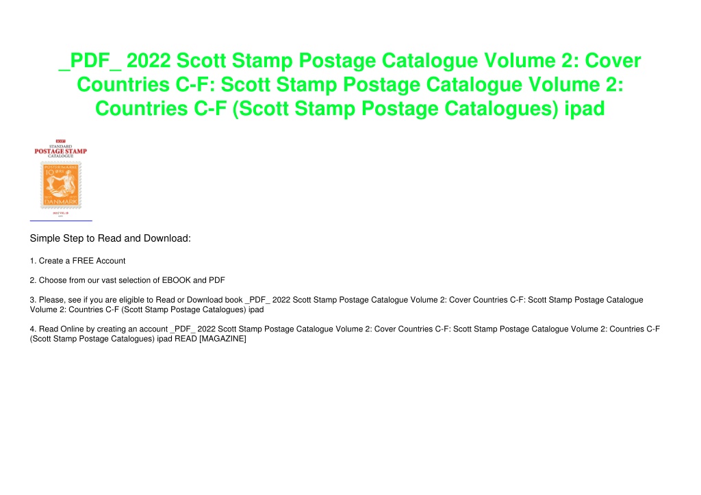 PPT - _PDF_ 2022 Scott Stamp Postage Catalogue Volume 2: Cover ...