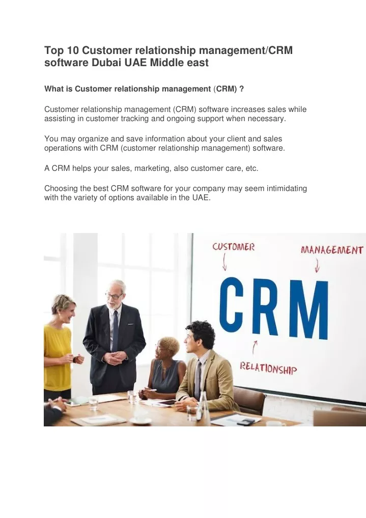 Ppt Top 10 Customer Relationship Management Crm Software Dubai Uae