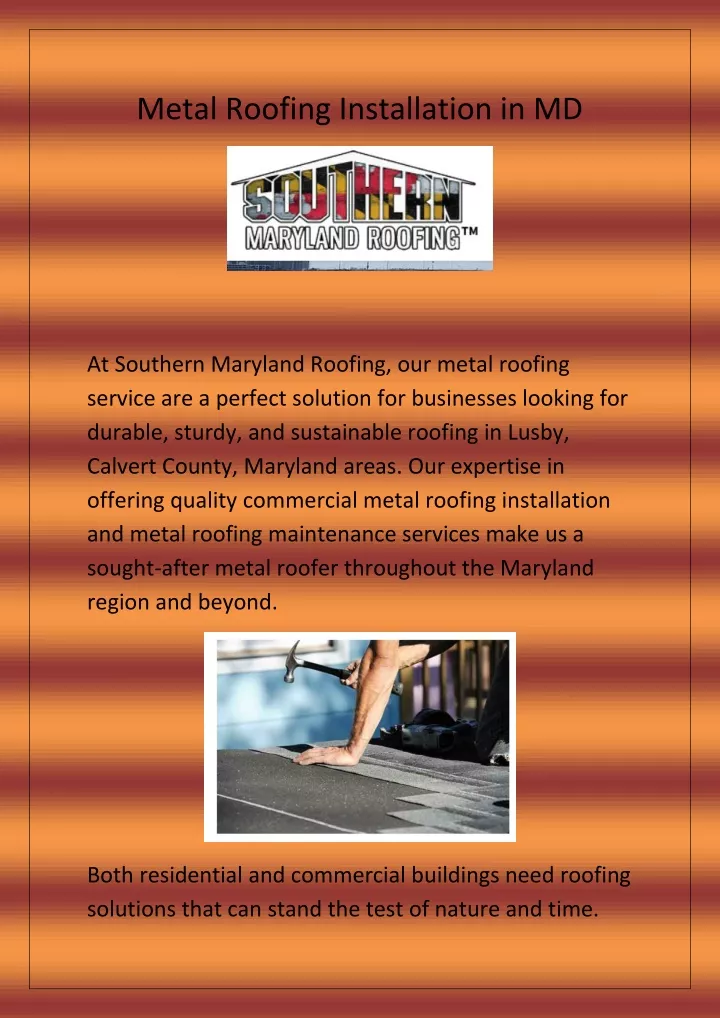 PPT - Metal Roofing Installation in MD PowerPoint Presentation, free ...