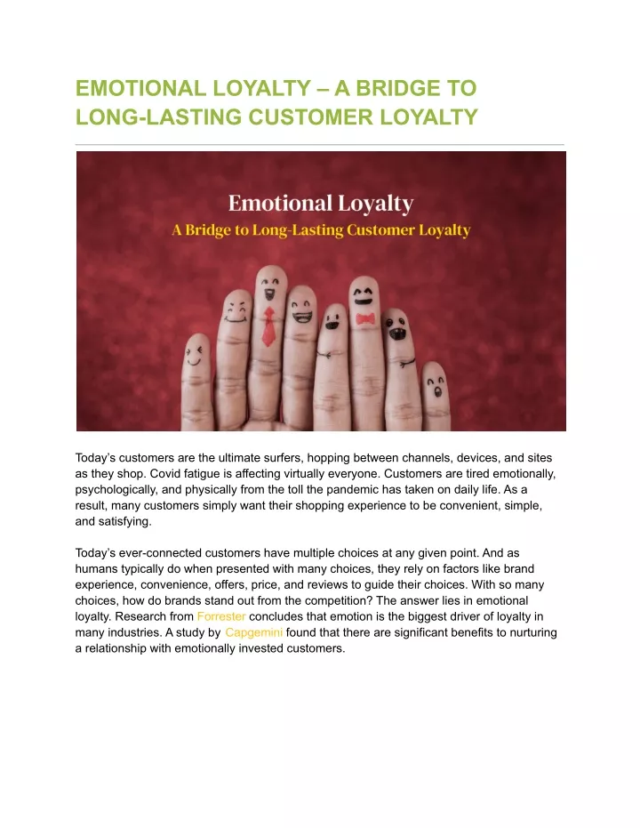 Ppt Emotional Loyalty A Bridge To Long Lasting Customer Loyalty Powerpoint Presentation Id