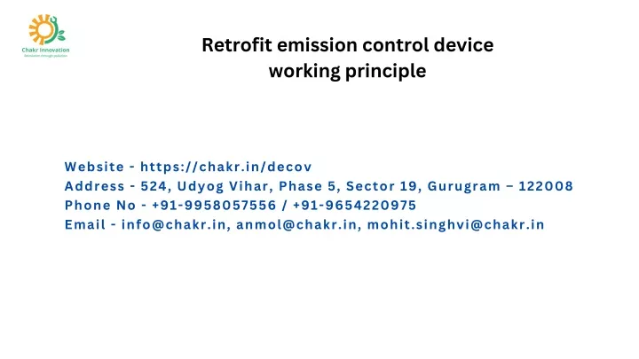 PPT - Best Retrofit Emission Control Device in India | Chakr Innovation ...