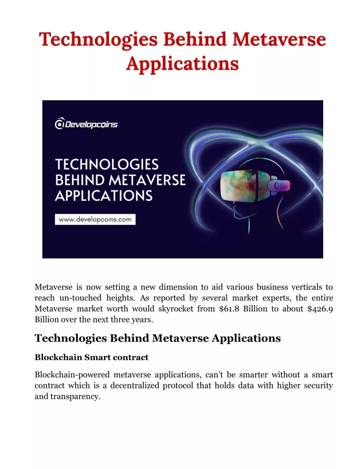 PPT - Technologies-Behind-Metaverse-Applications PowerPoint ...