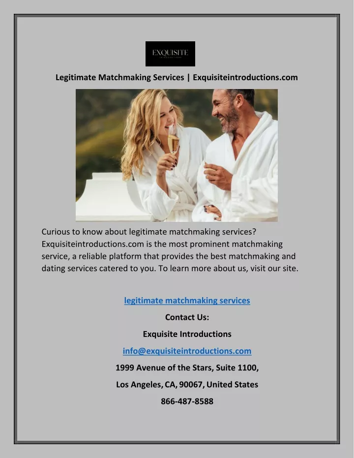 PPT - Legitimate Matchmaking Services | Exquisiteintroductions.com ...