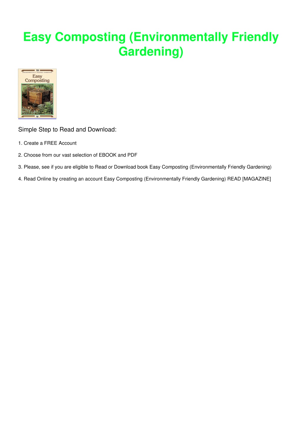 PPT - _PDF_ Easy Composting (Environmentally Friendly Gardening ...