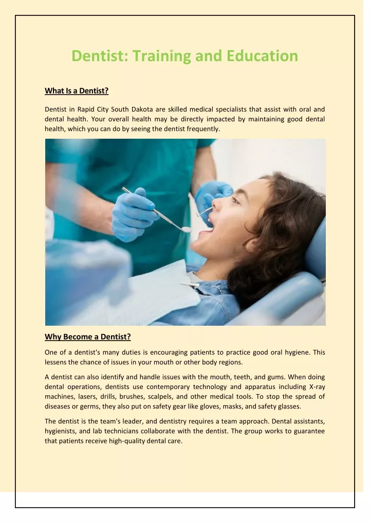 PPT - Dentist: Training and Education PowerPoint Presentation, free ...