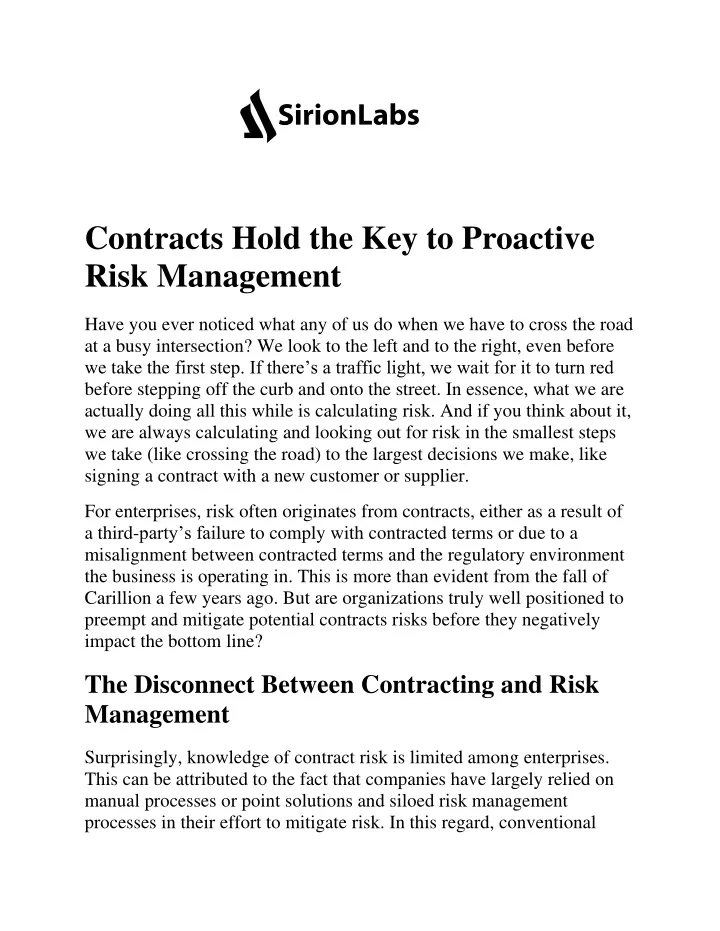 PPT - Contracts Hold the Key to Proactive Risk Management PowerPoint ...