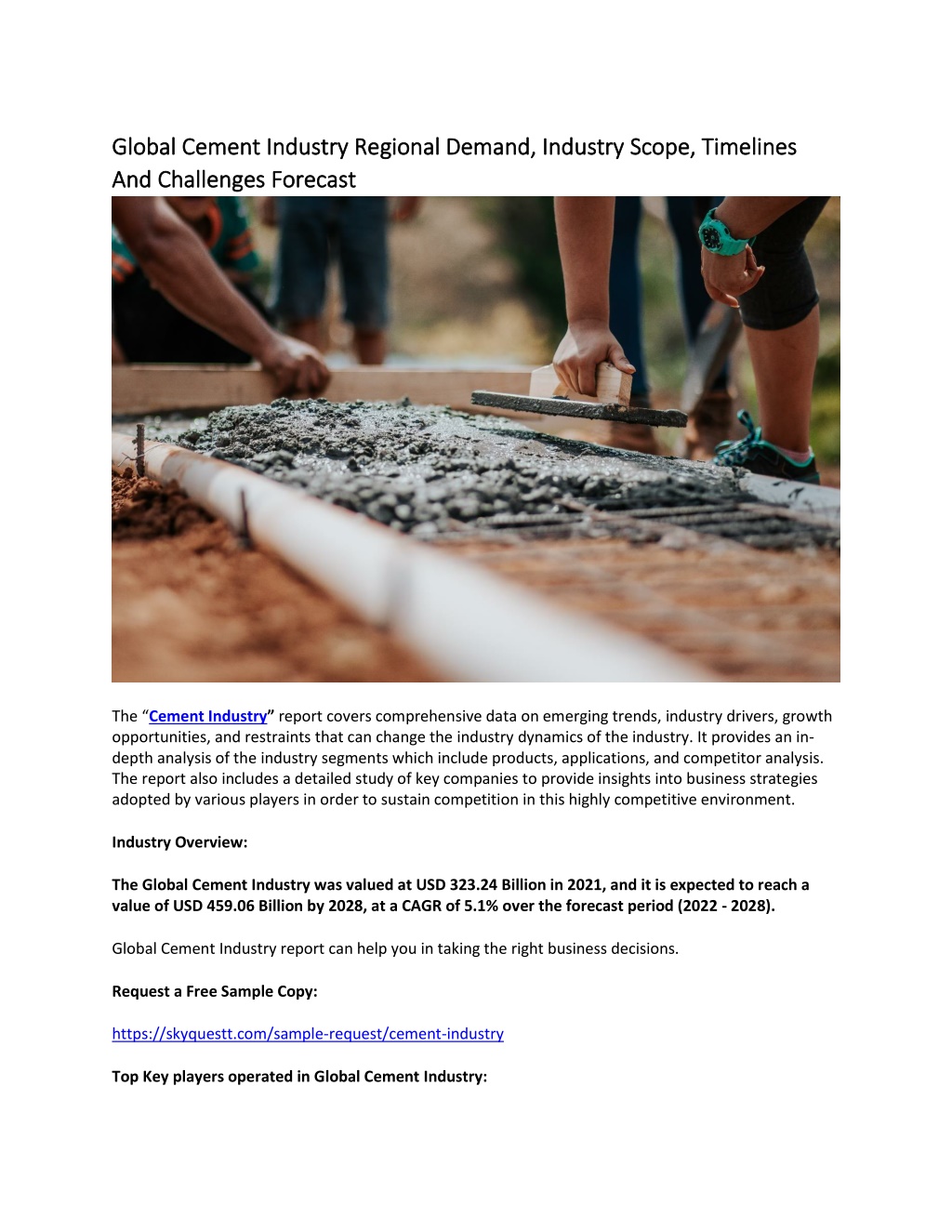 PPT - Global Cement Industry Regional Demand, Industry Scope, Timelines ...