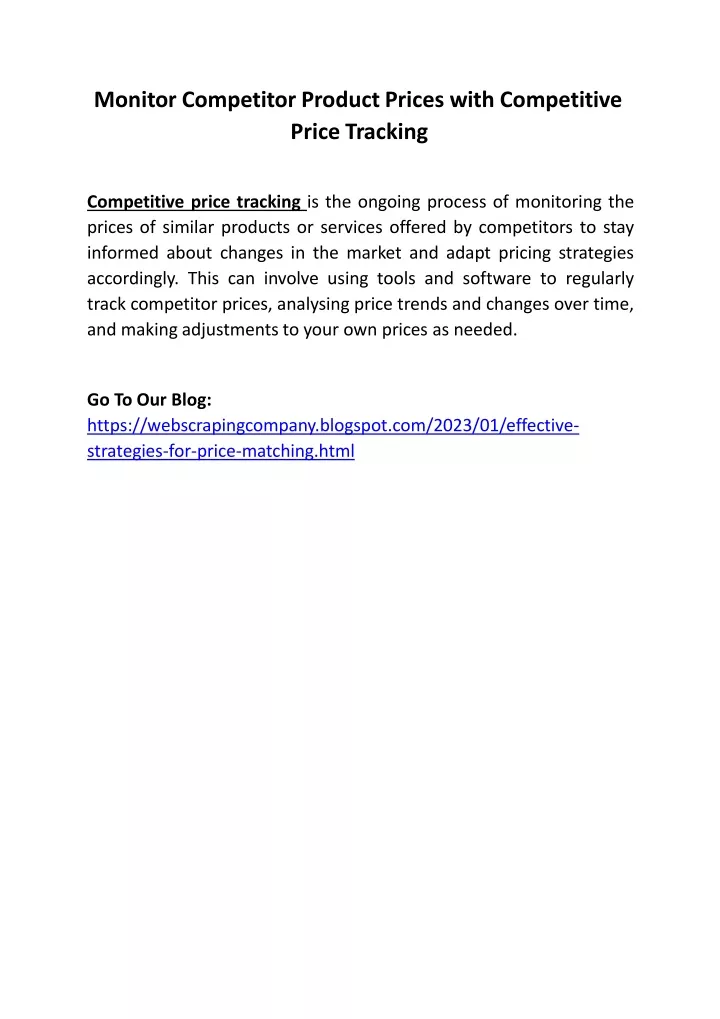 PPT - Monitor Competitor Product Prices with Competitive Price Tracking ...