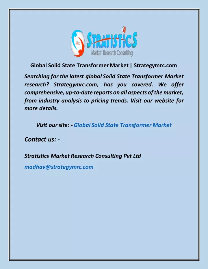 PPT - Global Solid State Transformer Market Strategymrc com PowerPoint ...