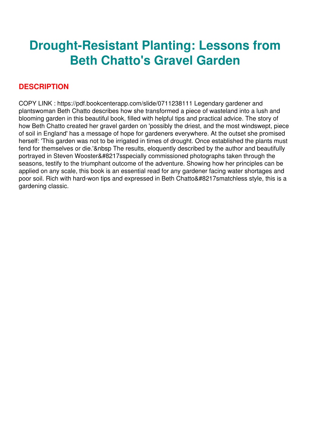 PPT - _PDF_ Drought-Resistant Planting: Lessons from Beth Chatto's ...