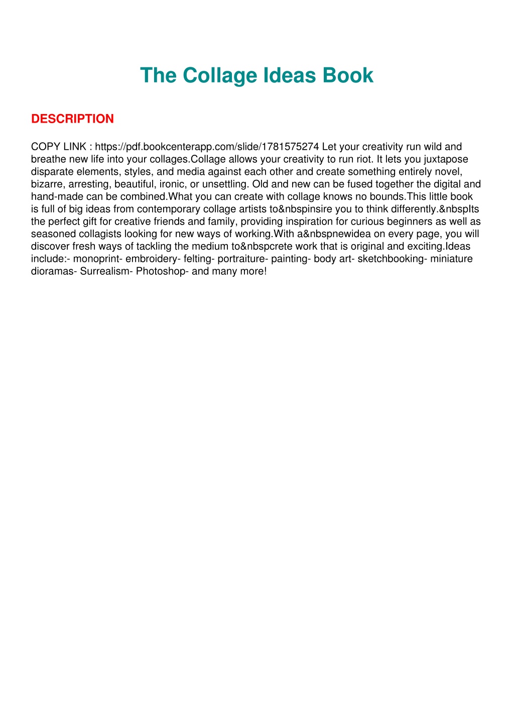 PPT - PDF/BOOK The Collage Ideas Book PowerPoint Presentation, free ...