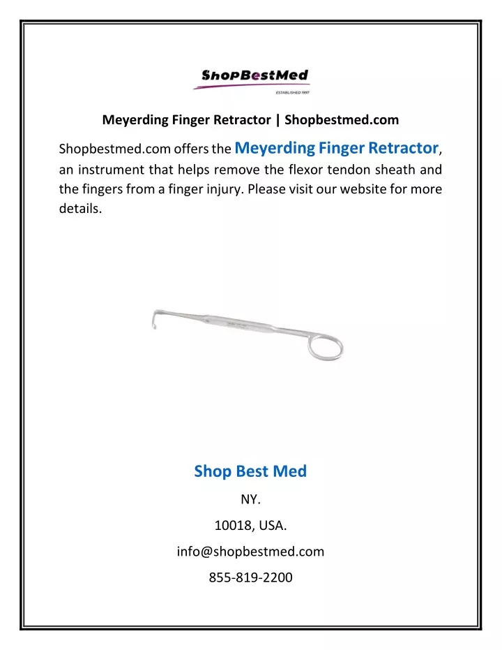PPT - Meyerding Finger Retractor | Shopbestmed.com PowerPoint ...
