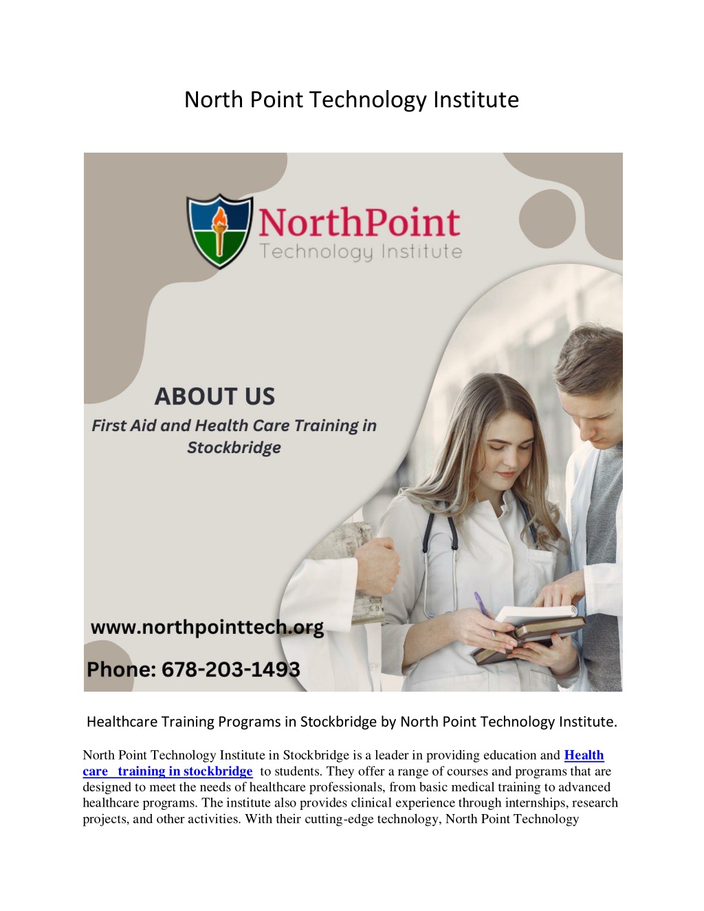 PPT - Healthcare Training Programs in Stockbridge by North Point ...
