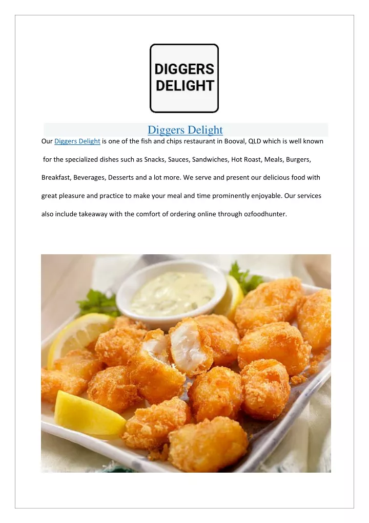 PPT - Upto 10% Offer - Order Now at Diggers Delight Menu!! PowerPoint ...