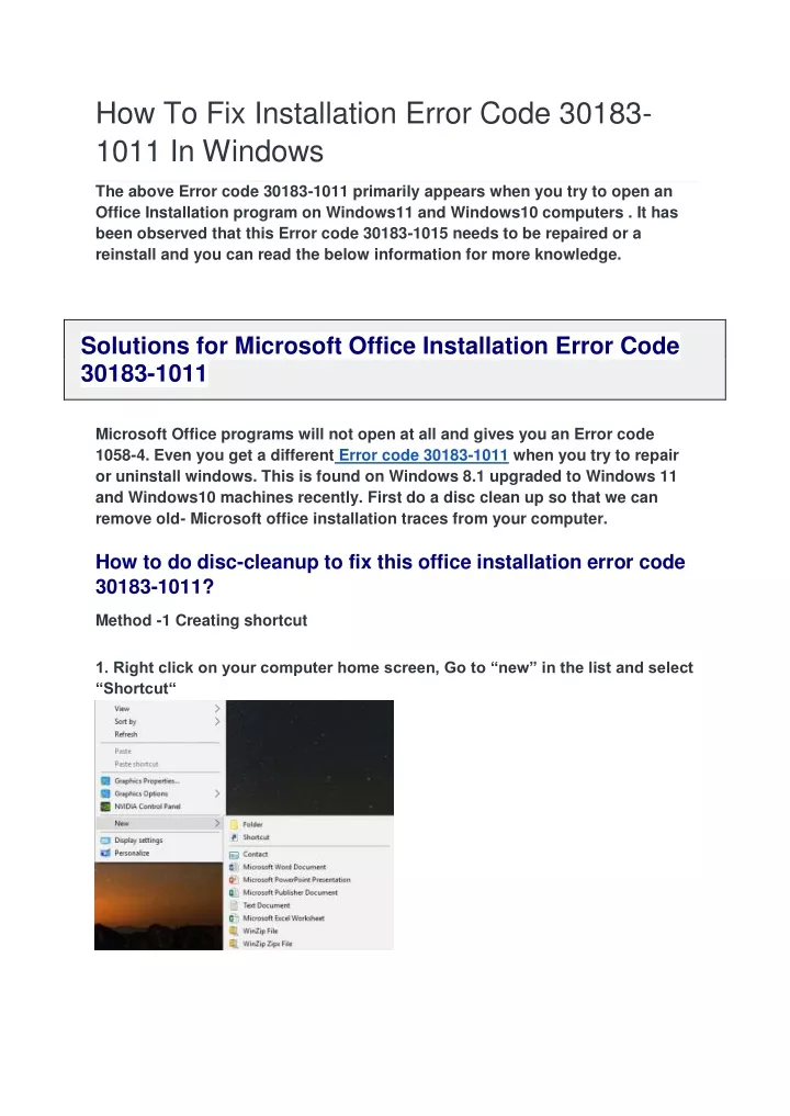 PPT How To Fix Installation Error Code 30183 1011 In Windows PPT How To Fix Installation Error Code 30183 1011 In Windows