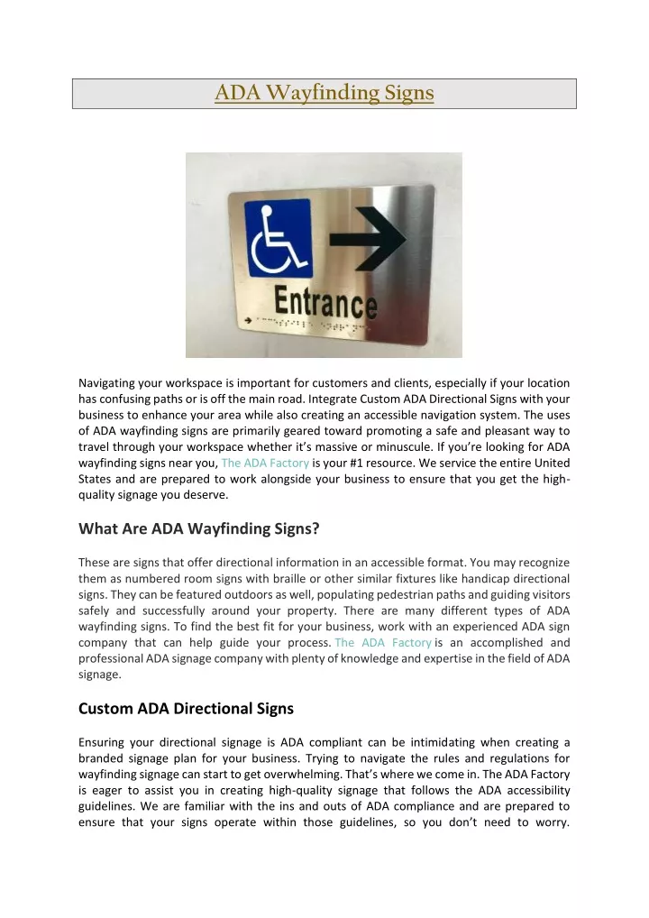 PPT - ADA Wayfinding Signs PowerPoint Presentation, free download - ID ...
