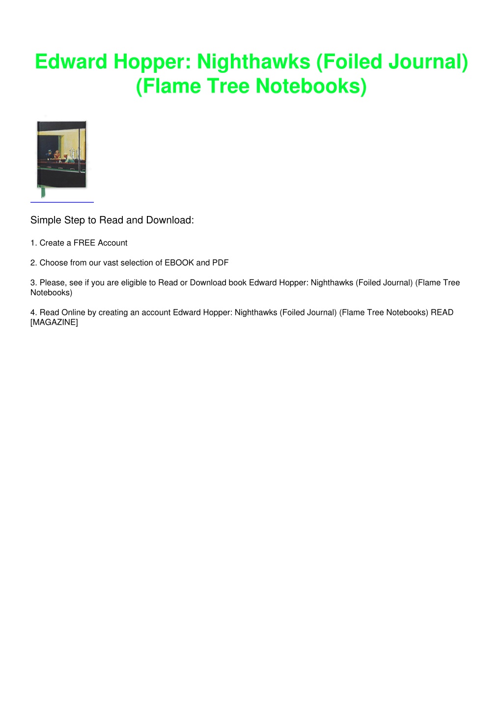 PPT - (PDF/DOWNLOAD) Edward Hopper: Nighthawks (Foiled Journal) (Flame ...