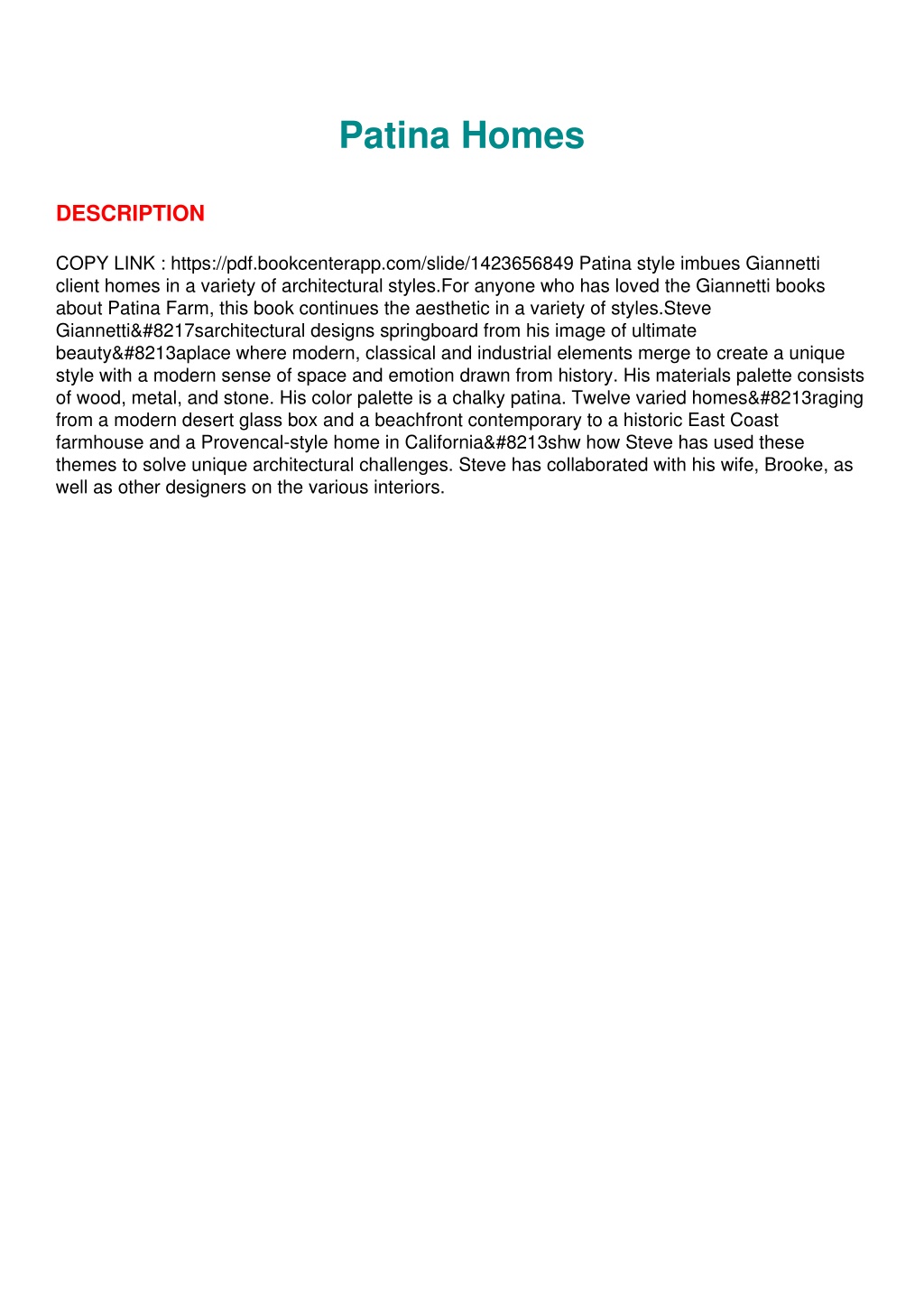 PPT - PDF/BOOK Patina Homes PowerPoint Presentation, free download - ID:11922039