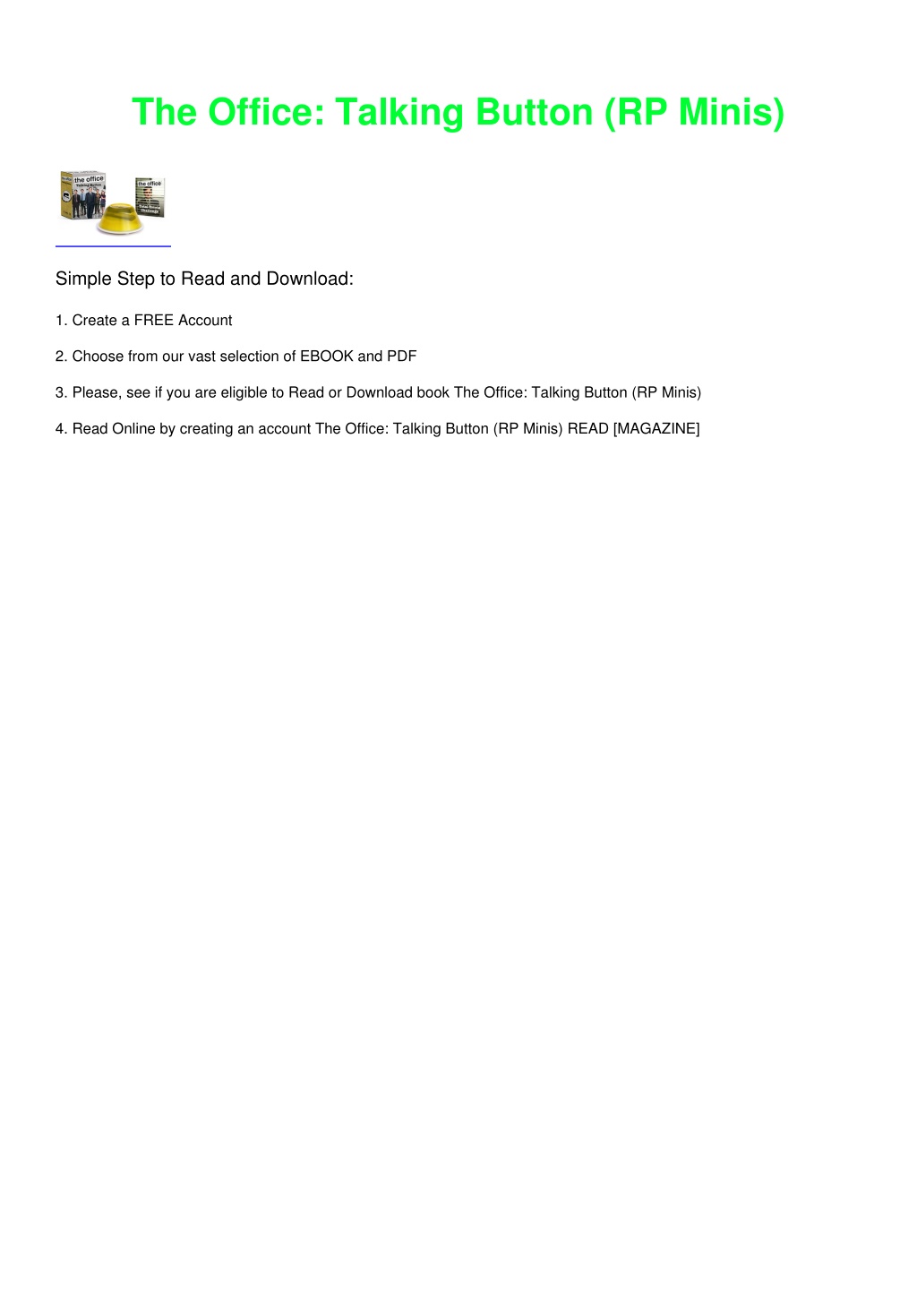 PPT - _PDF_ The Office: Talking Button (RP Minis) PowerPoint ...