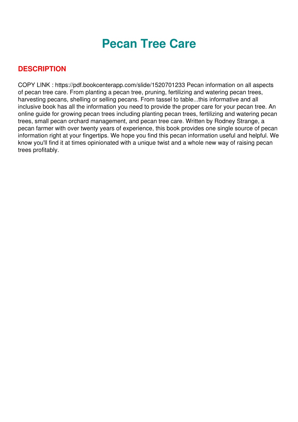 PPT - (PDF/DOWNLOAD) Pecan Tree Care PowerPoint Presentation, free ...
