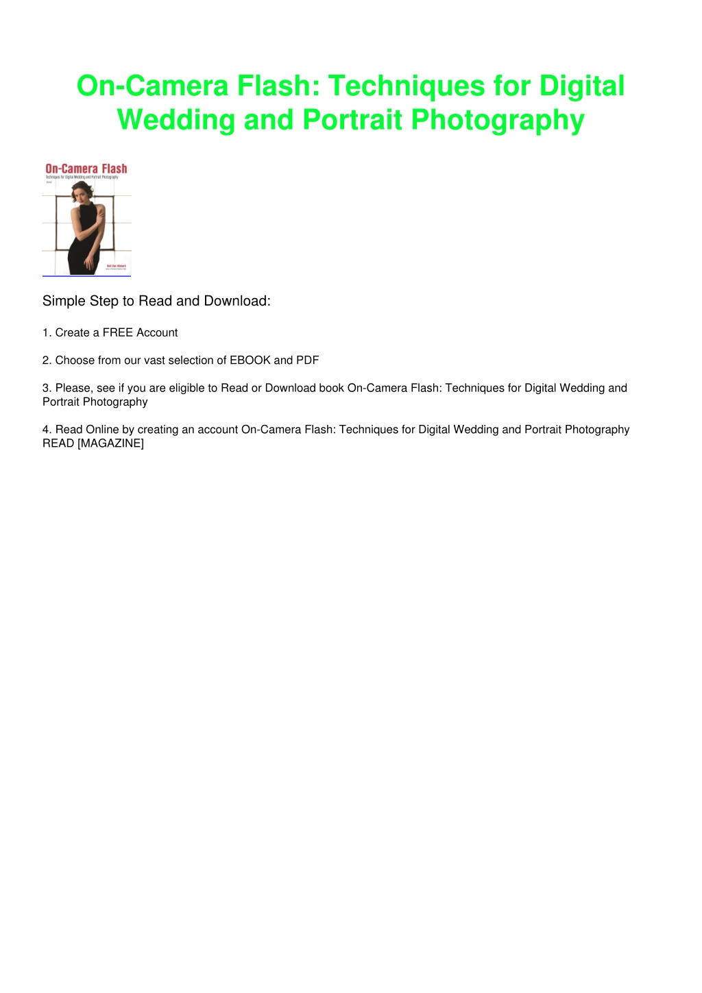 PPT - PDF/BOOK On-Camera Flash: Techniques for Digital Wedding and ...
