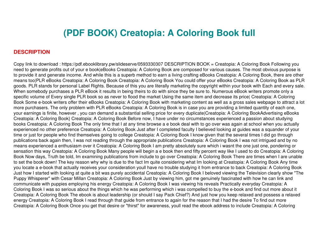 PPT - (PDF BOOK) Creatopia: A Coloring Book full PowerPoint ...