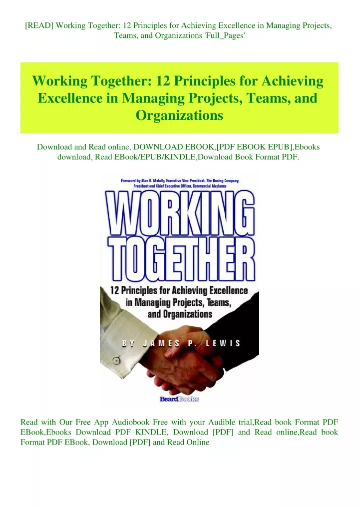 PPT - [READ] Working Together 12 Principles for Achieving Excellence in ...