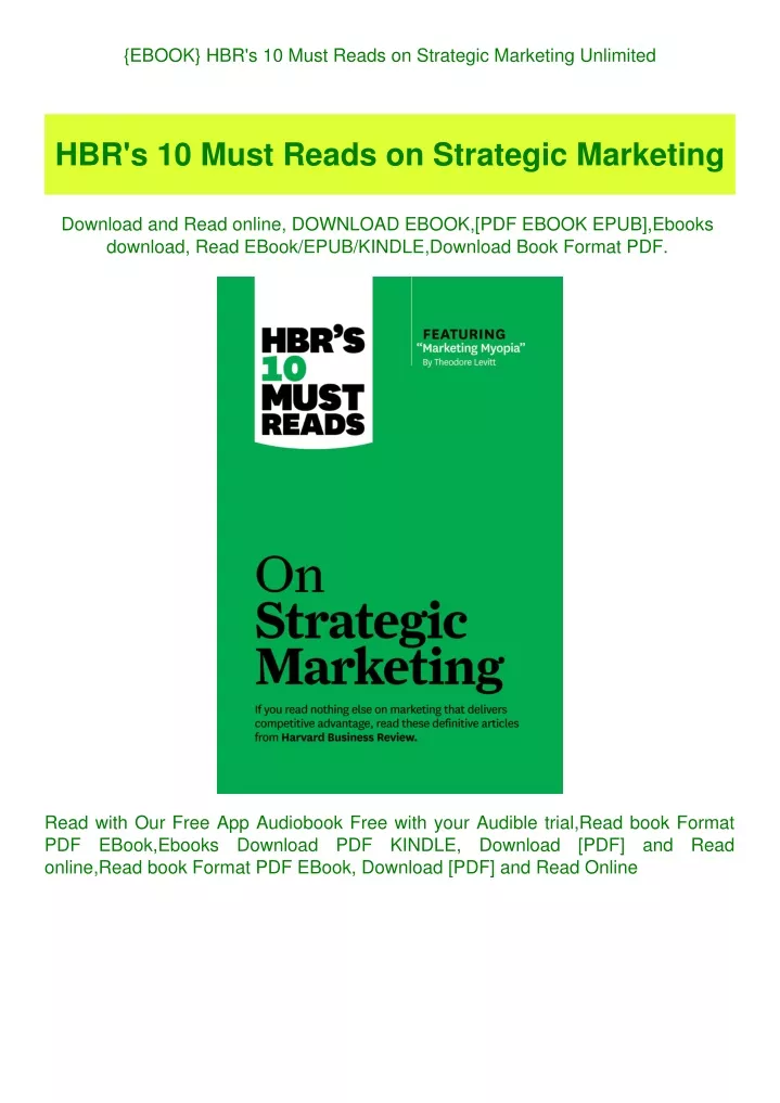 PPT - {EBOOK} HBR's 10 Must Reads on Strategic Marketing Unlimited ... PPT - {EBOOK} HBR's 10 Must Reads on Strategic Marketing Unlimited ...