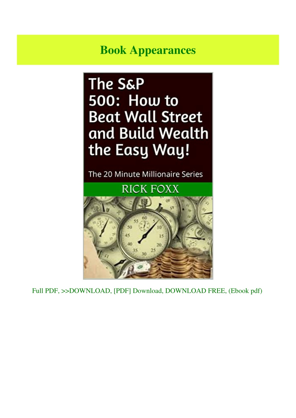PPT - Read The S&P 500 - How to Beat Wall Street and Build Wealth the ...