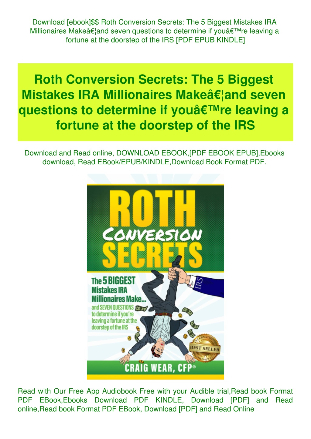 PPT - Download [ebook]$$ Roth Conversion Secrets The 5 Biggest Mistakes ...