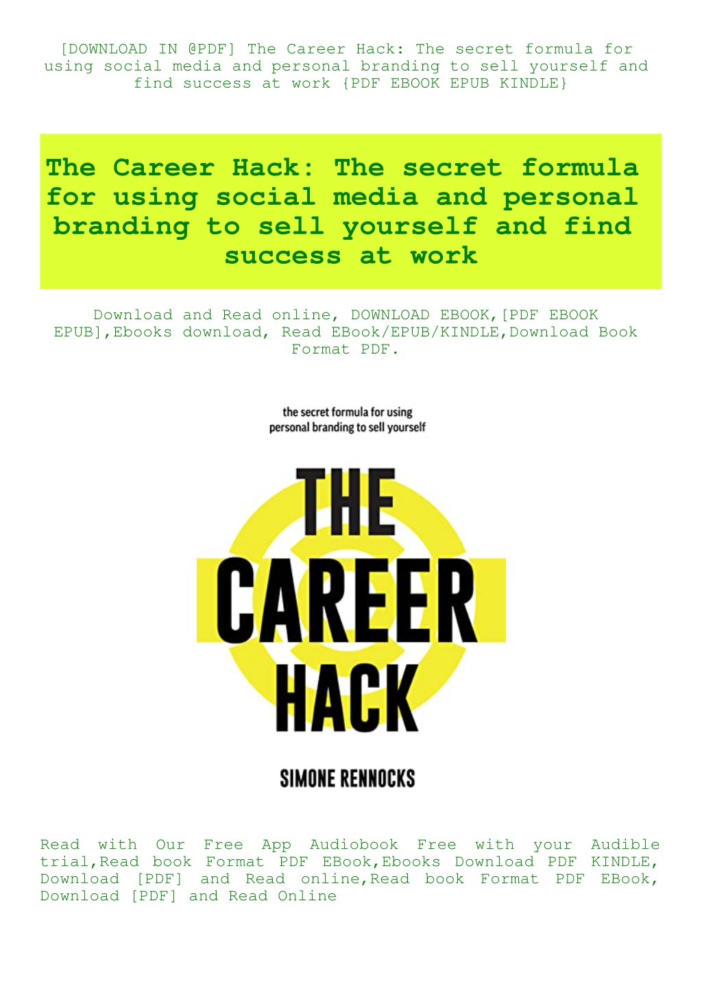 PPT - [DOWNLOAD IN @PDF] The Career Hack The secret formula for using ...