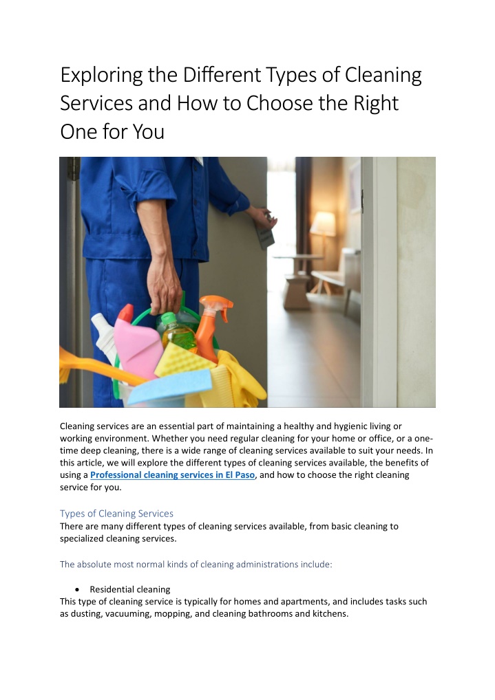 PPT - Exploring the Different Types of Cleaning Services and How to ...