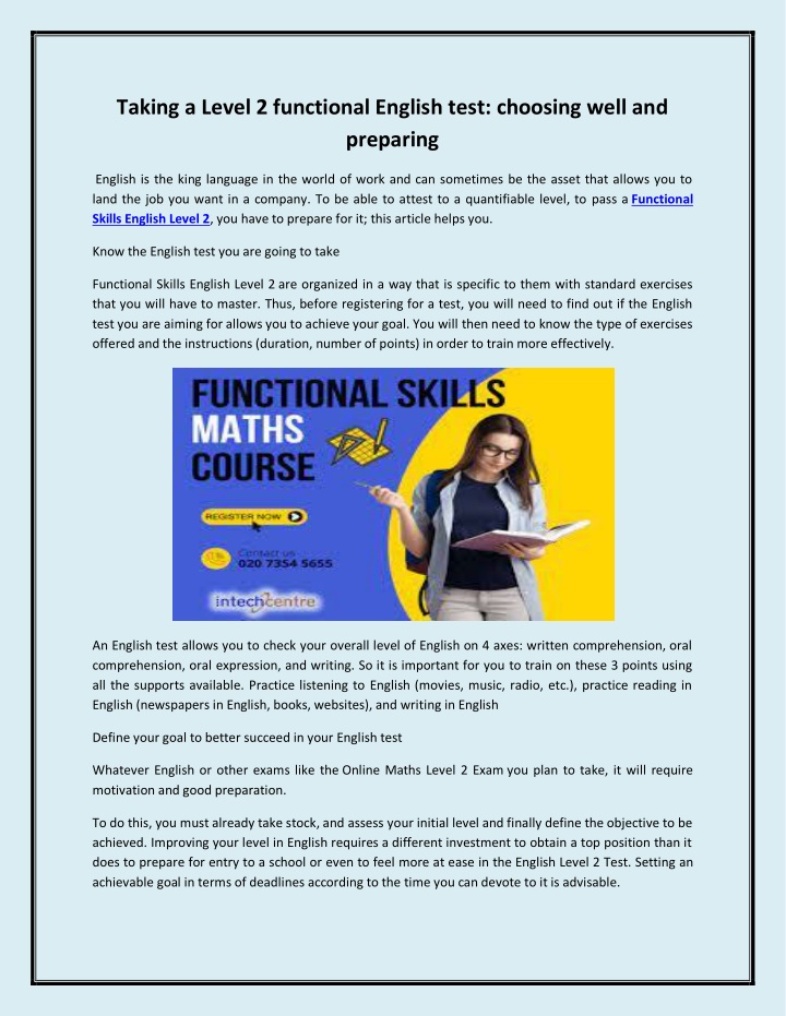 PPT - Taking a Level 2 functional English test PowerPoint Presentation ...