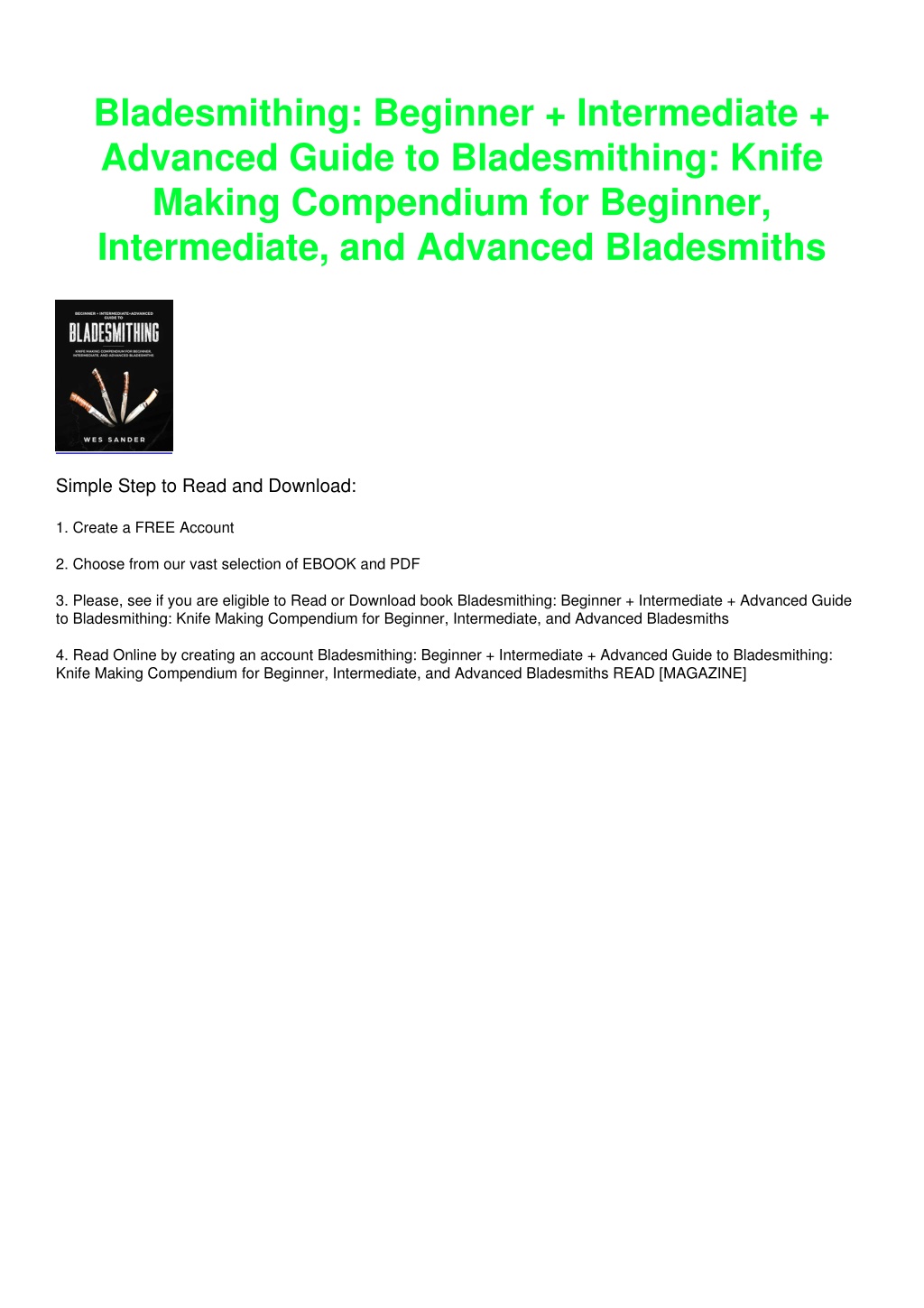 PPT - DOWNLOAD/PDF Bladesmithing: Beginner Intermediate Advanced Guide ...