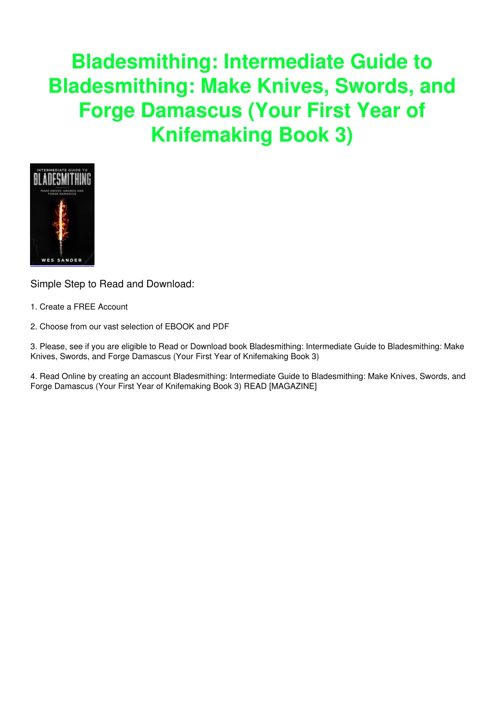 PPT - PDF/READ Bladesmithing: Intermediate Guide to Bladesmithing: Make ...