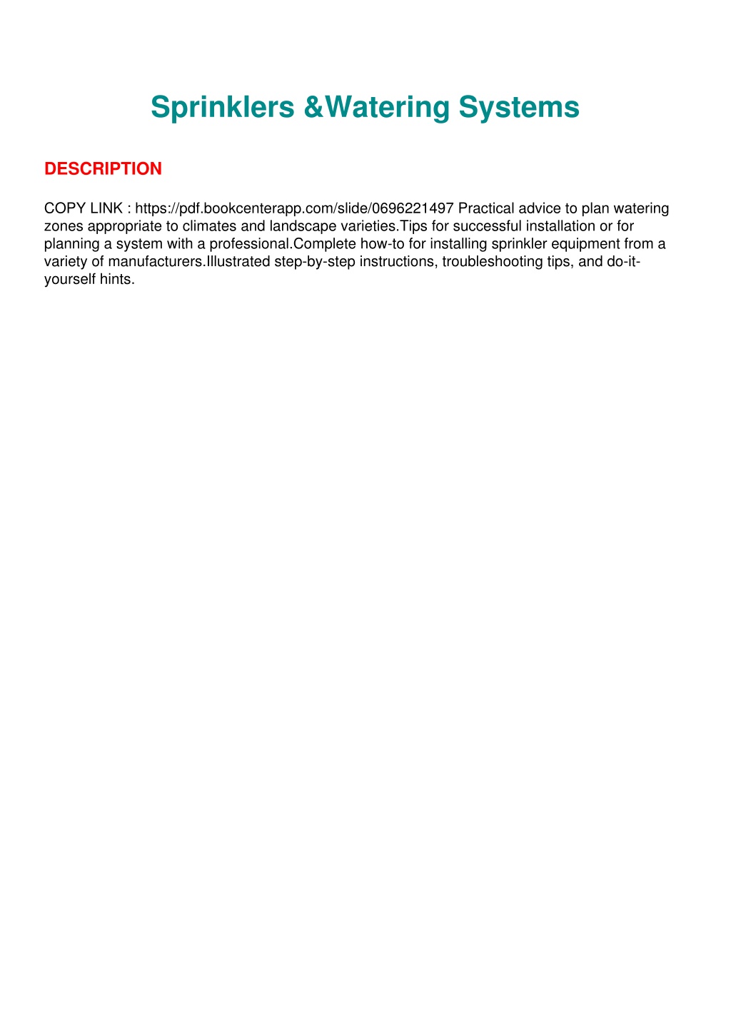 PPT - DOWNLOAD/PDF Sprinklers & Watering Systems PowerPoint ...