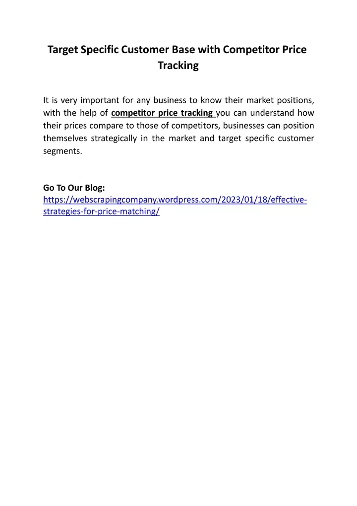 PPT - Target Specific Customer Base with Competitor Price Tracking ...