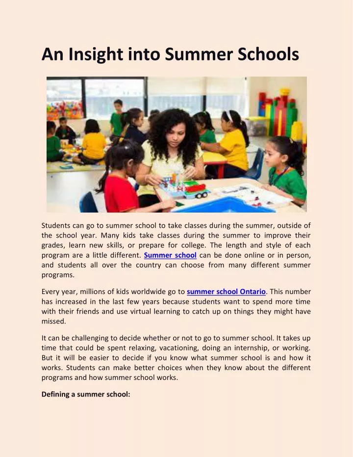 PPT - An Insight Into Summer School PowerPoint Presentation, free ...