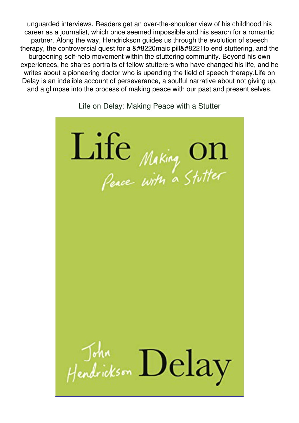 PPT - [DOWNLOAD] PDF Life on Delay: Making Peace with a Stutter ...