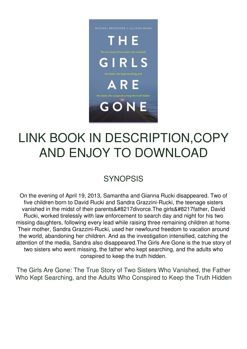 PPT - DOWNLOAD [EBOOK] The Girls Are Gone: The True Story of Two ...