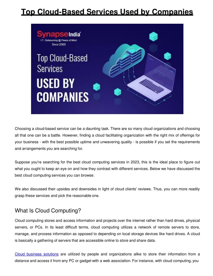PPT - Top Cloud-Based Services Used By Companies - PPT PowerPoint Presentation - ID:11928748