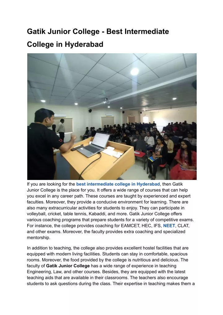 PPT - Gatik Junior College - Intermediate College in Hyderabad ...