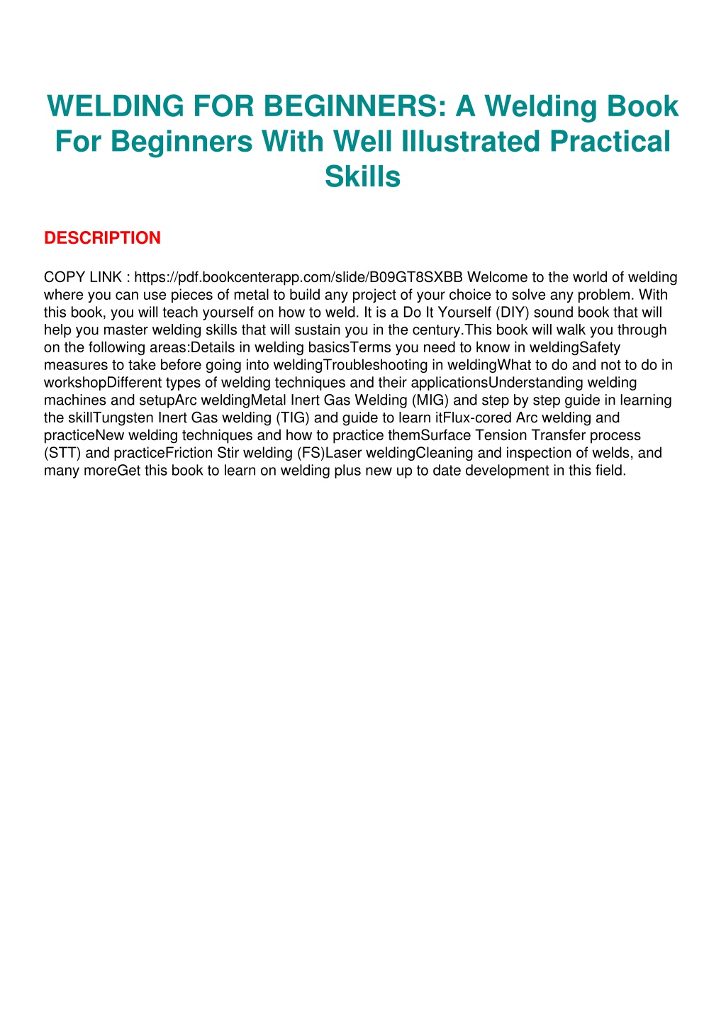PPT - (PDF/DOWNLOAD) WELDING FOR BEGINNERS: A Welding Book For ...